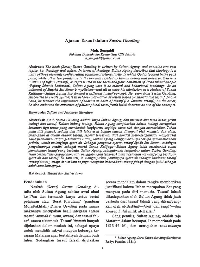 Tasawuf Dalam Sastra Gendhing | PDF | Java | Abrahamic Religions