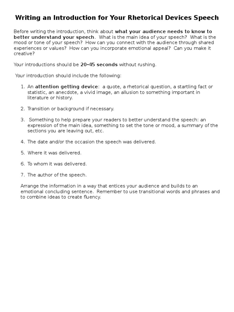 Writing An Introduction For Your Declamation Pdf
