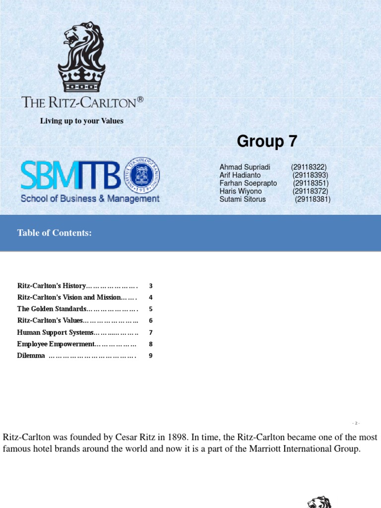 Living up to Core Values: How the Ritz-Carlton Addresses a Dilemma ...