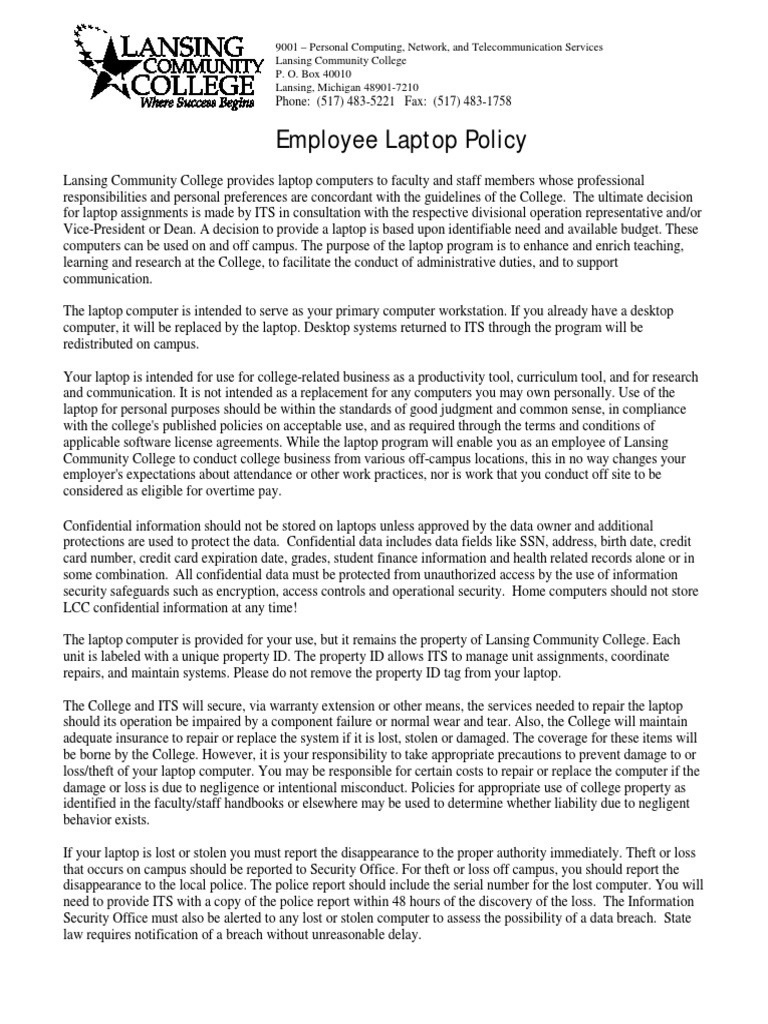 Employee Laptop Policy | PDF | Laptop | Internet Service Provider