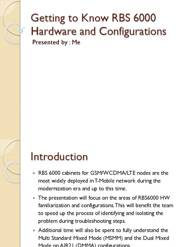 RBS 6000 HW Familiarization and Configurations | PDF | 4 G | Electrical ...