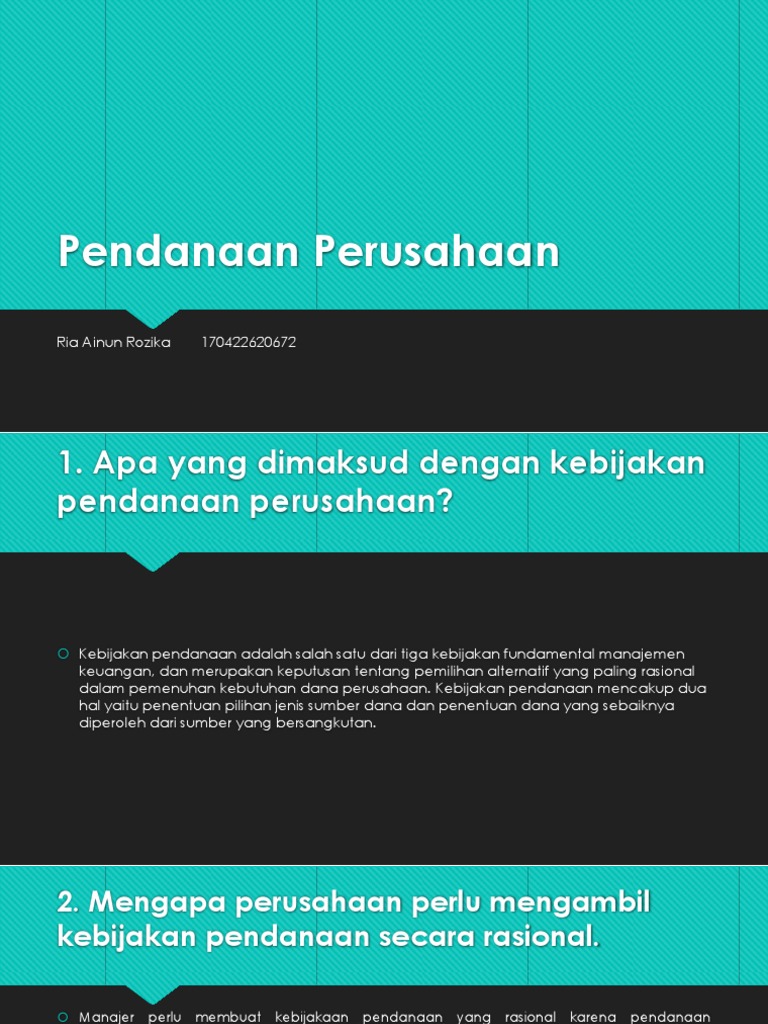 Pendanaan Perusahaan | PDF | Bisnis | Pengelolaan Keuangan & Uang