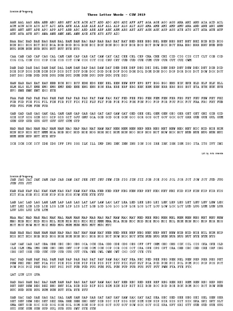 Three Letter Words | PDF