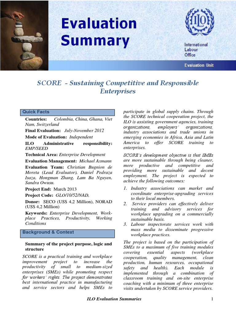 Score Ilo | PDF | International Labour Organization | Evaluation