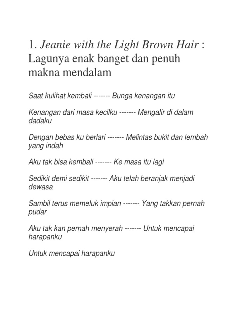 Jeanie With The Light Brown Hair | PDF