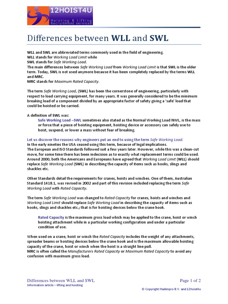 WLL Vs SWL | PDF | Crane (Machine) | Nature