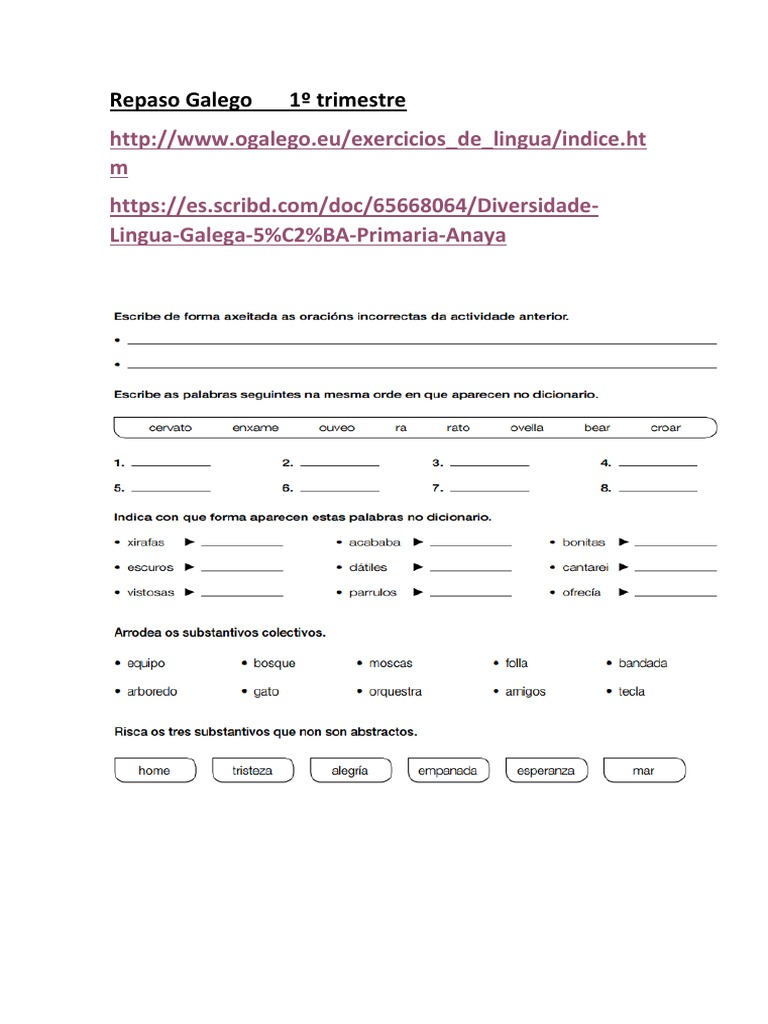 Repaso Galego 1º trimestre.pdf | PDF