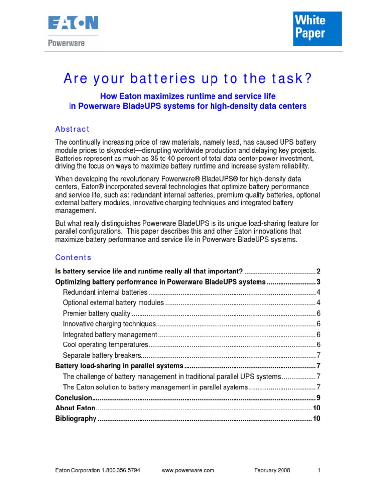 Battery Load Sharing Whitepaper | PDF | Data Center | Electrical ...