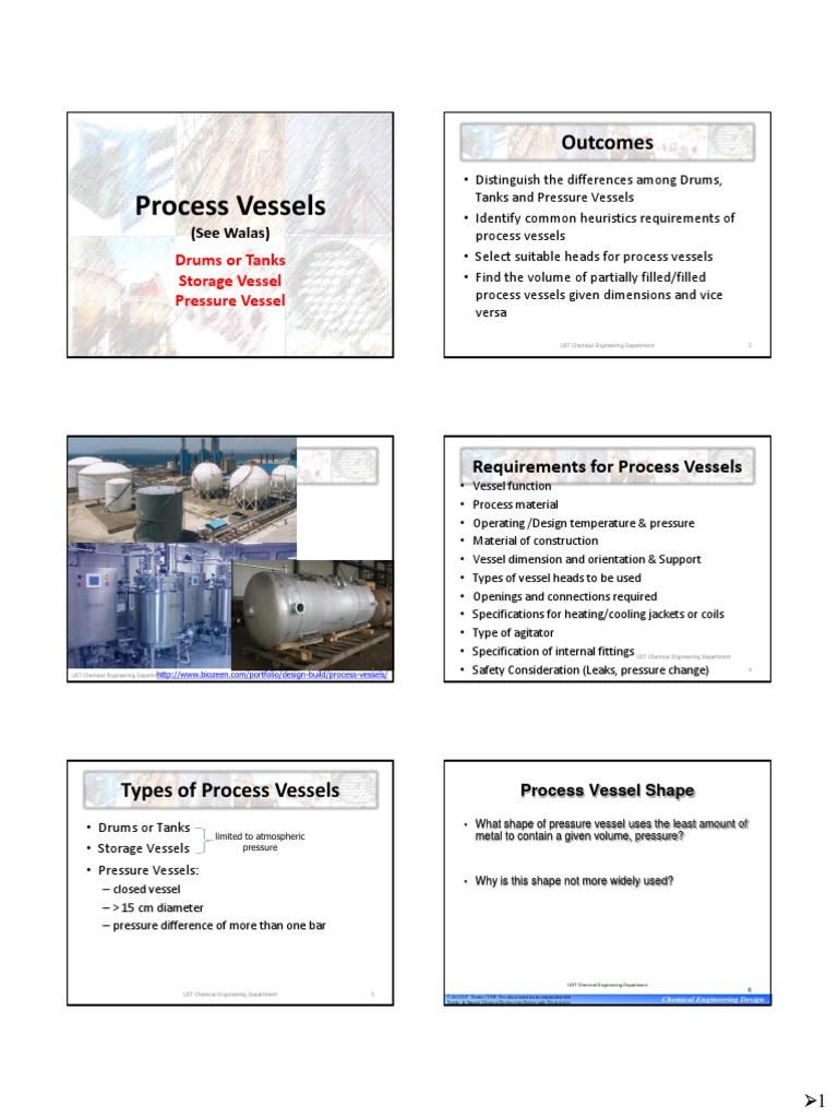 1 Process Vessels Pdf Phases Of Matter Gases