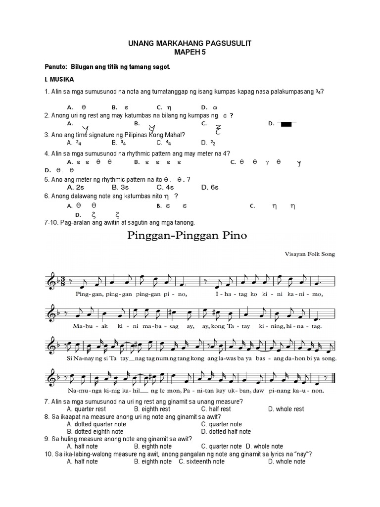 Mapeh 5 1st Grading | PDF
