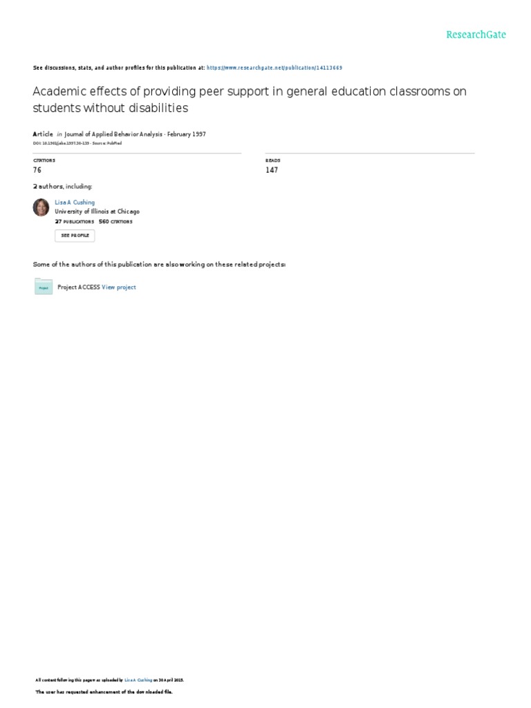Academic Effects of Providing Peer Support in General Education ...