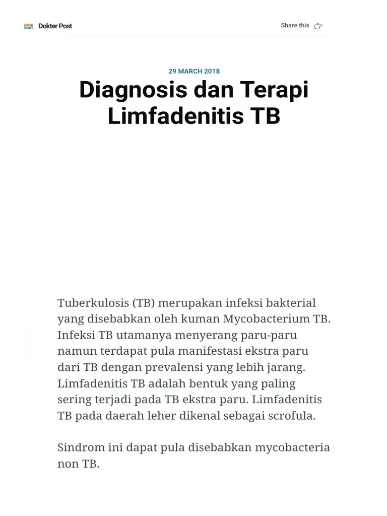 Diagnosis Dan Terapi Limfadenitis TB | PDF