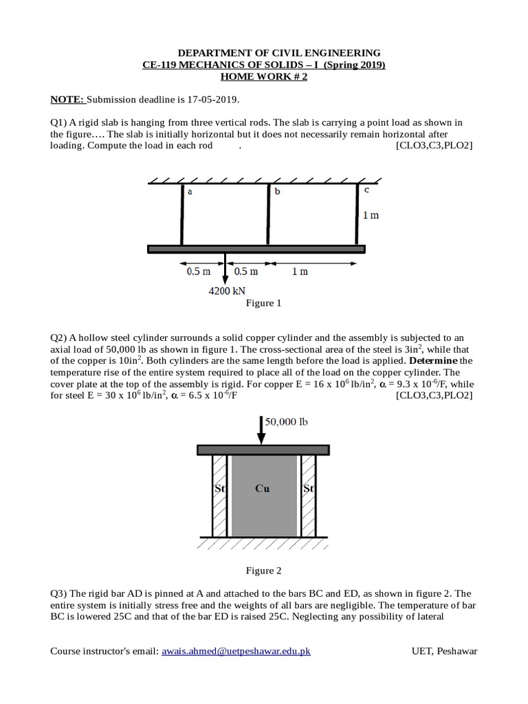 Department of Civil Engineering CE-119 MECHANICS OF SOLIDS - I (Spring ...