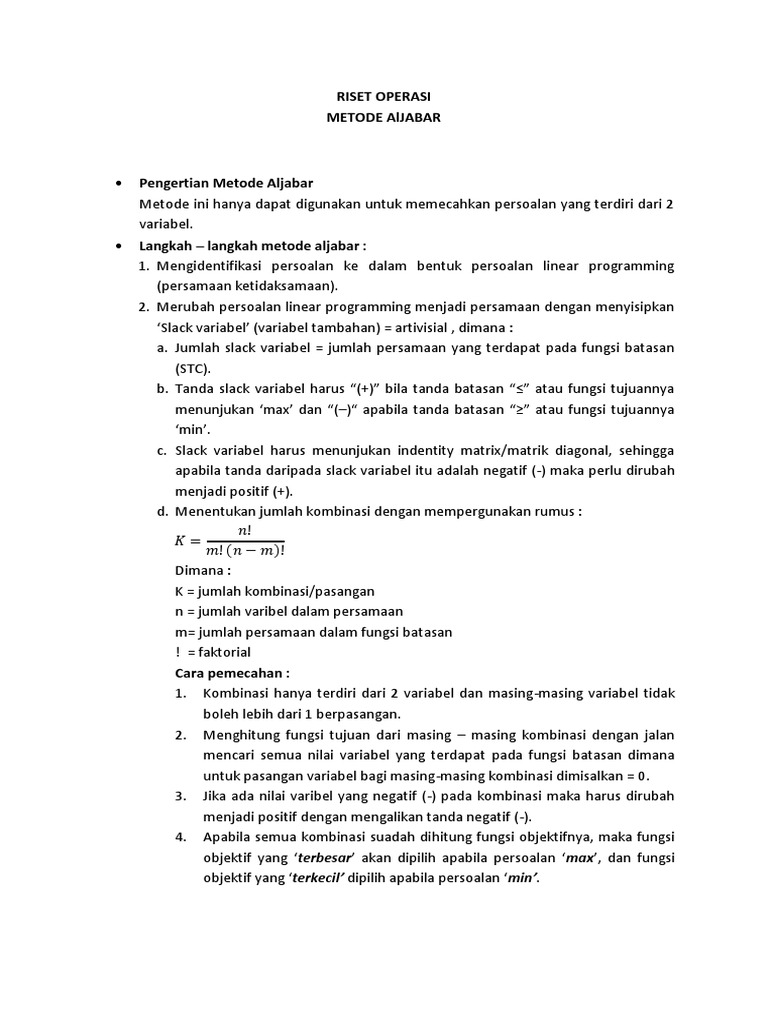 Metode Aljabar | PDF