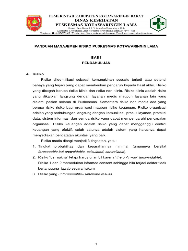 Panduan Risiko Puskesmas | PDF | Karier & Perkembangan | Sains & Matematika