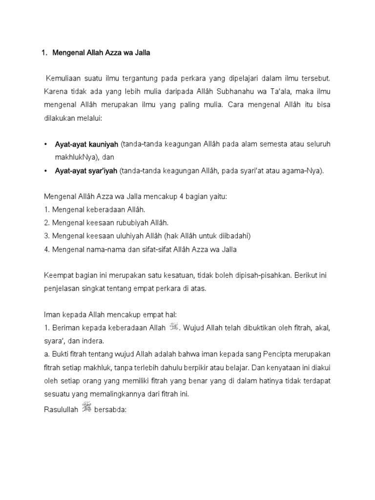 Mengenal Allah Azza Wa Jalla | PDF | Agama & Spiritualitas