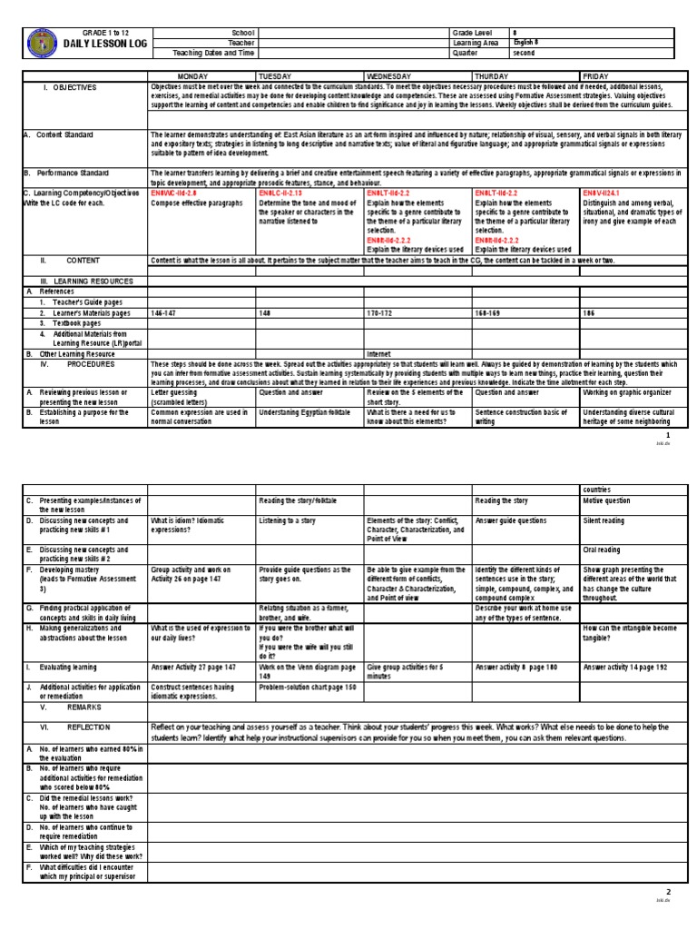 DLL English 8 | Narrative | Learning | Free 30-day Trial | Scribd