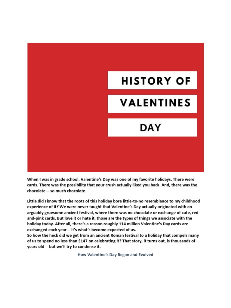 History of Valentine's Day Evolution | PDF | Eros | Valentine's Day