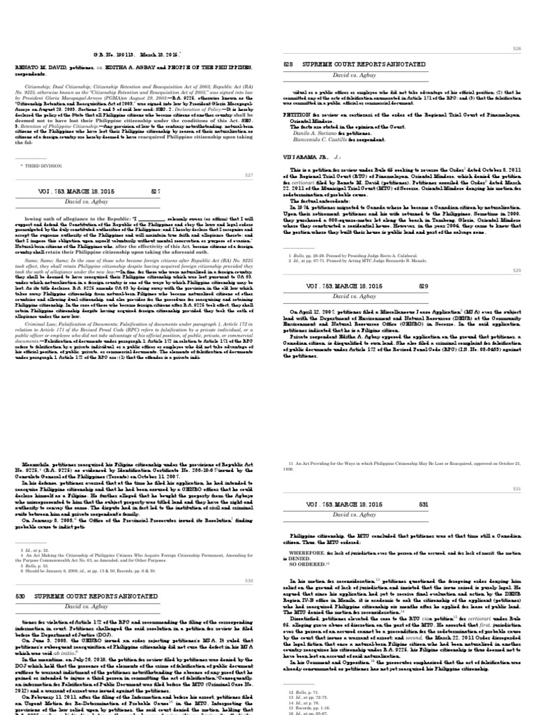 Analysis of the Retention and Reacquisition of Philippine Citizenship Under Republic Act No ...