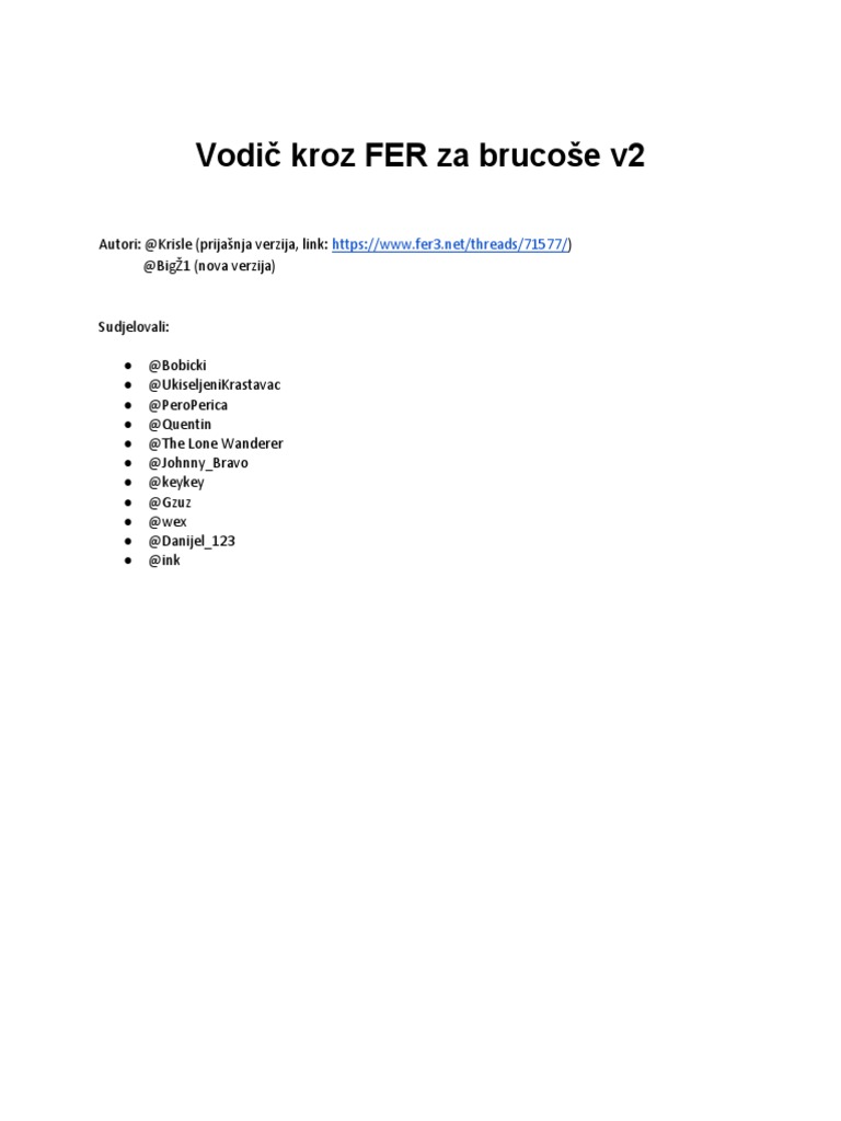 Vodic Kroz FER Za Brucose v2 | PDF