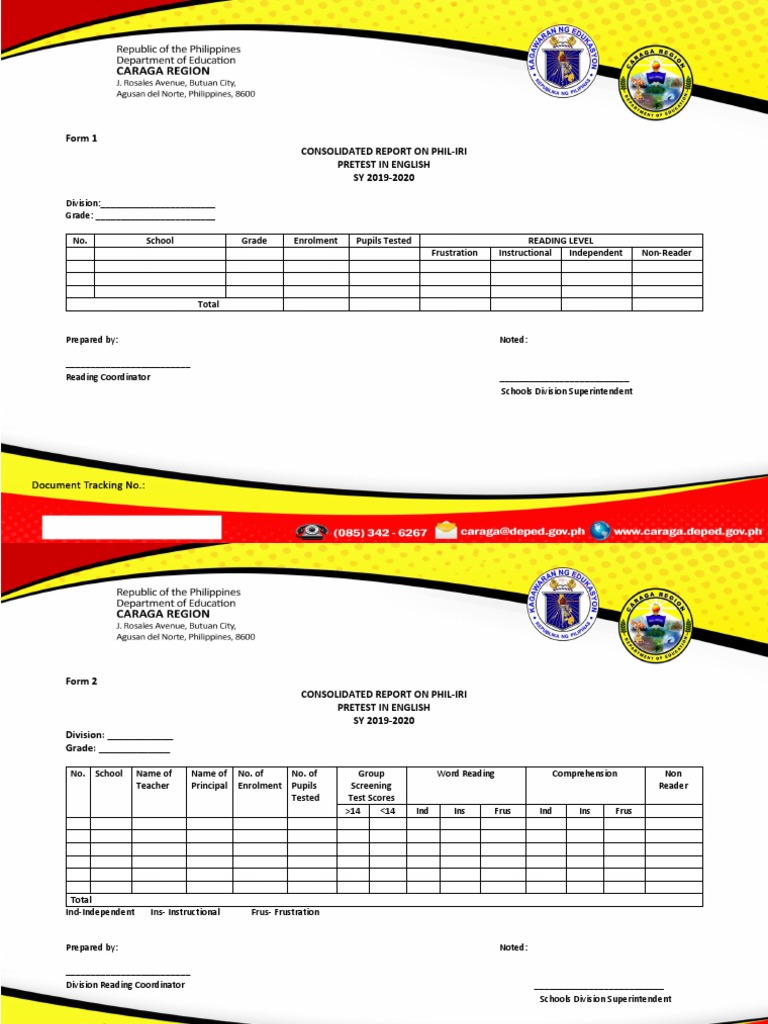 Regional Phil IRI Report Template 2019 | PDF | Learning | Cognition