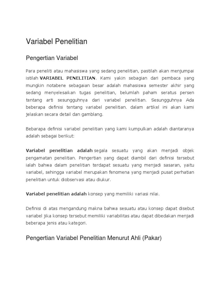 Variabel Penelitian | PDF | Sains & Matematika