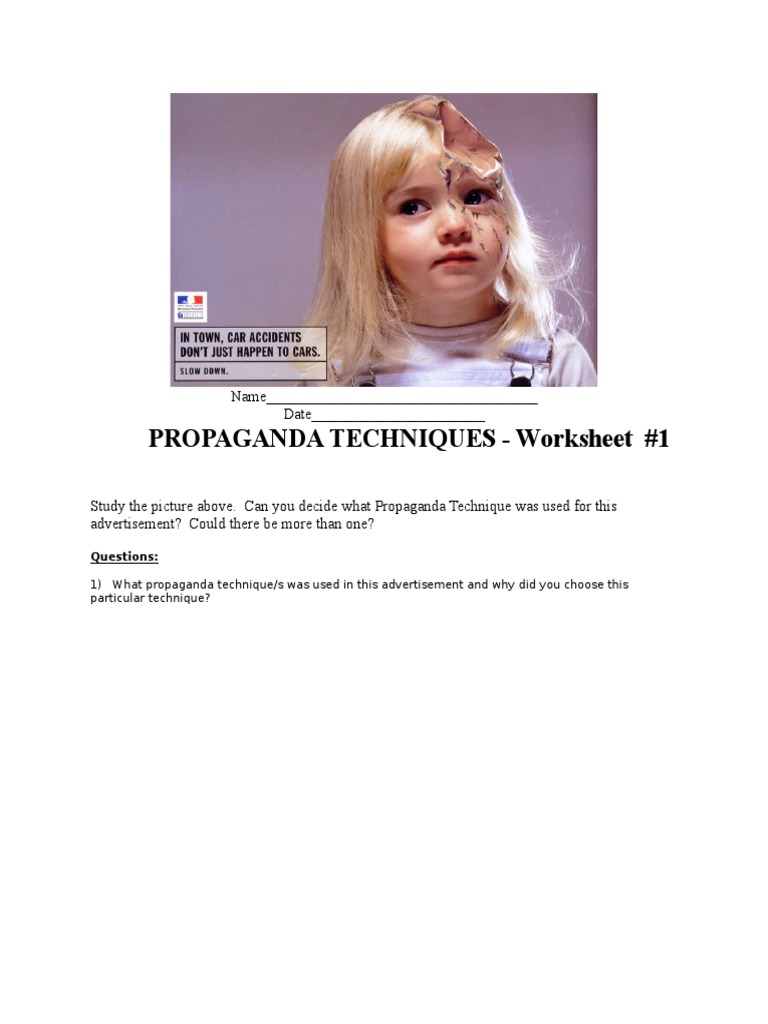 Propaganda Techniques Worksheet 1 | PDF | Career & Growth