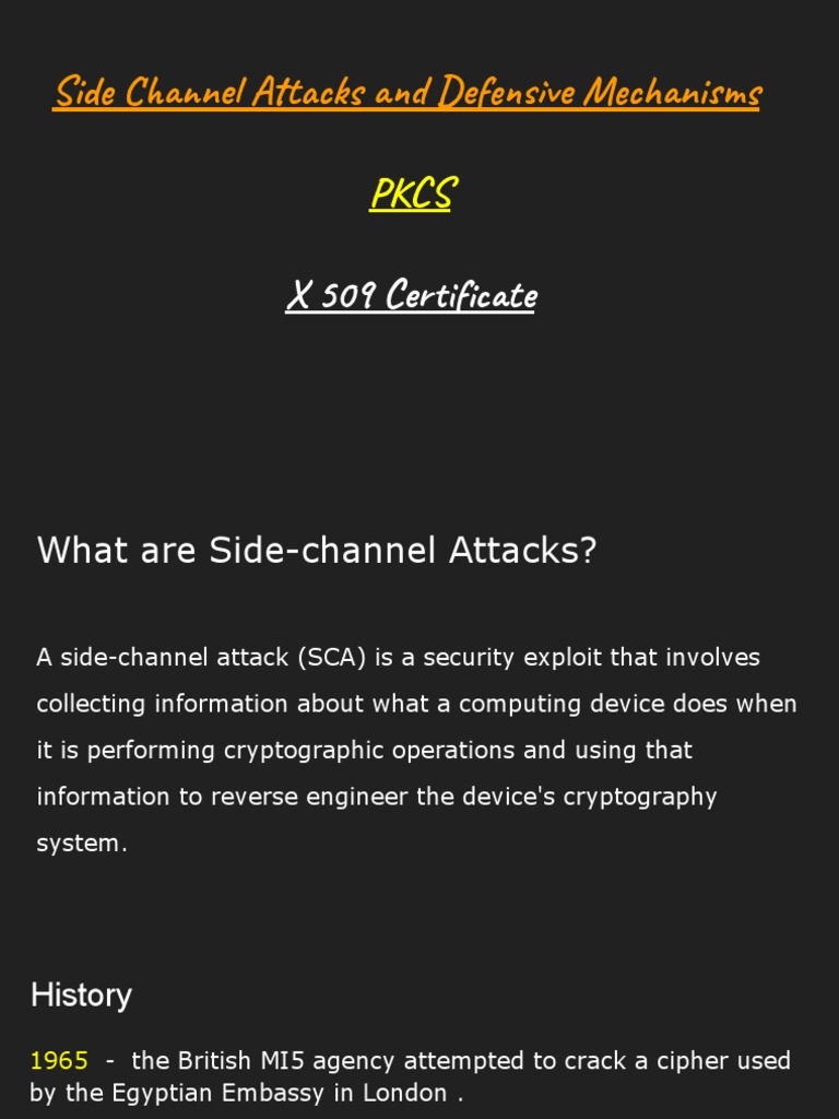 Side Channel Attacks, PKCS, x509 Certificate | PDF | Cryptography | Public Key Cryptography