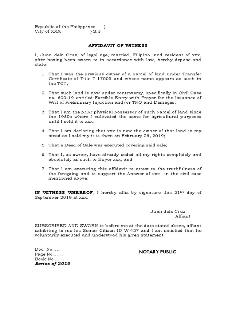 Affidavit of Witness | PDF