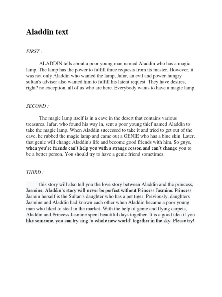 Aladdin Text | PDF