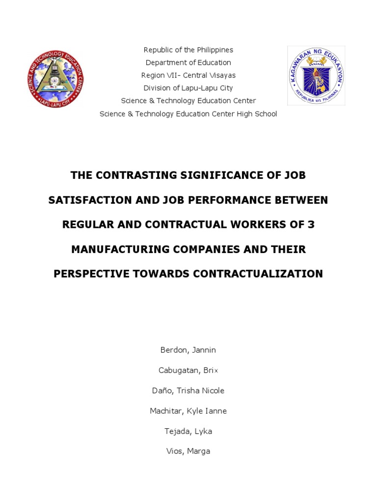 Final Chapter 1: ANALYSIS BETWEEN THE JOB SATISFACTION AND JOB ...