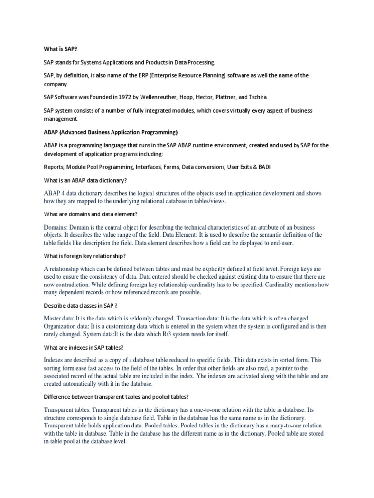 What Is SAP? | PDF | Databases | Database Index
