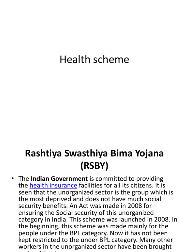 Overview of Health Schemes in India | PDF | Health Care | Welfare