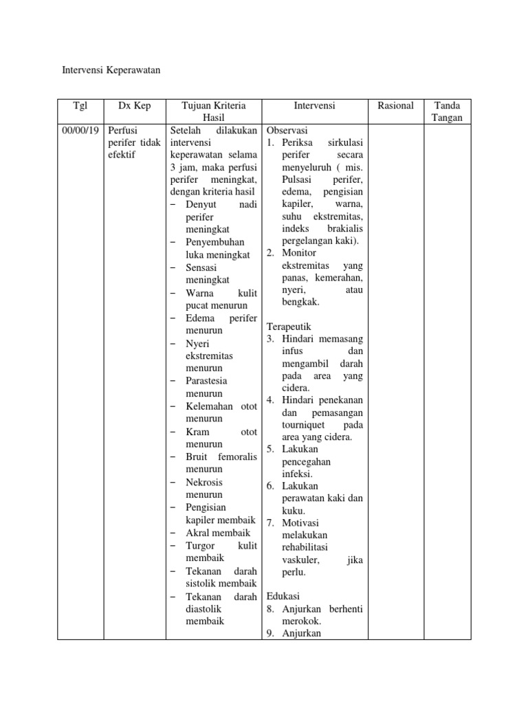 Intervensi Keperawatan Perfusi Perifer Tidak Efektif | PDF