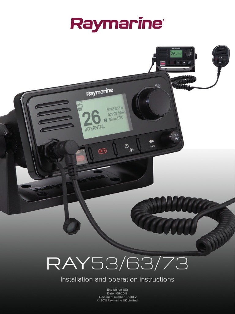 Ray53, Ray63, Ray73 Installation and Operation Instructions 81381-2-En ...