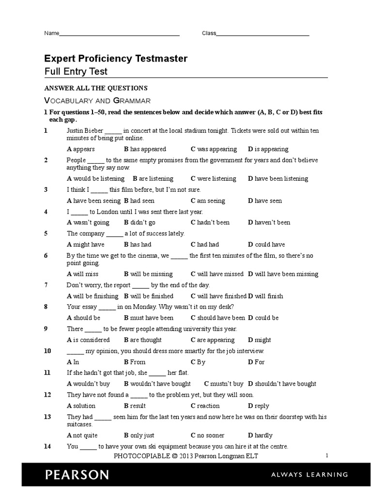 Full Entry Test B2-C1-C2 | PDF