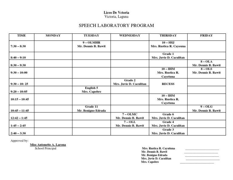 Speech Laboratory Program: Victoria, Laguna | PDF