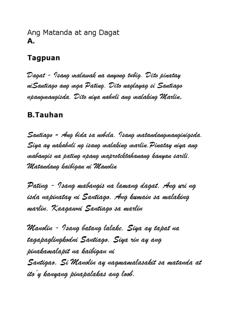 Ang Matanda at Ang Dagat | PDF