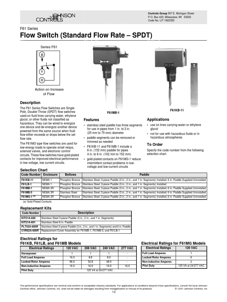 F61 | PDF | Switch | Flow Measurement