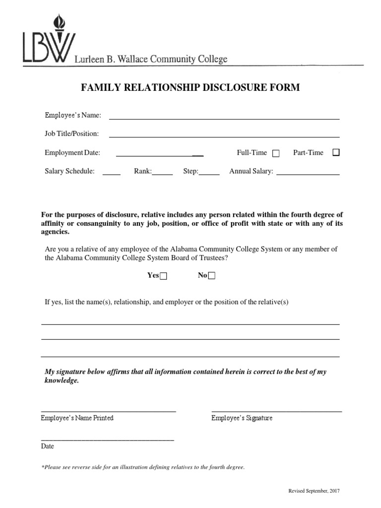 Family Relationship Disclosure Form | PDF | Human Reproduction ...