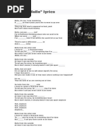 Adele Hello Lyrics | PDF