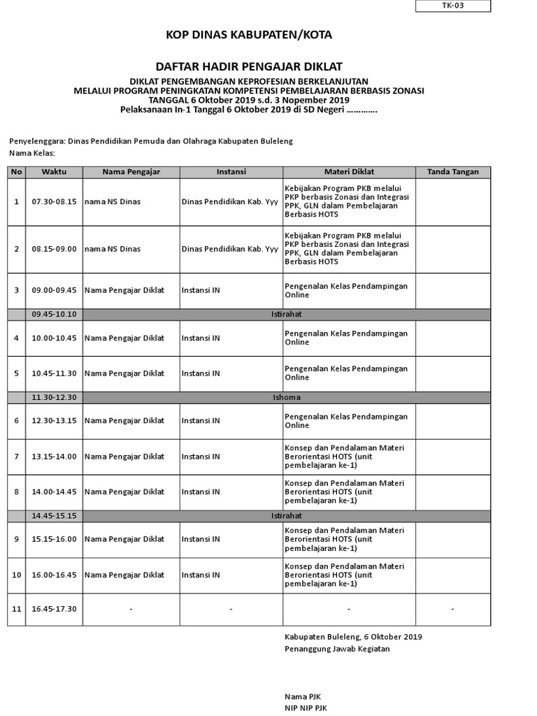 Jadwal Kegiatan PKP 2019 | PDF