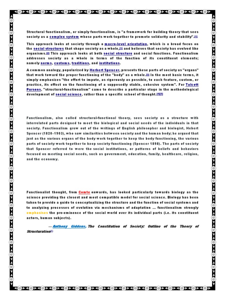 Structural Functionalism | PDF | Positivism | Academic Discipline Interactions