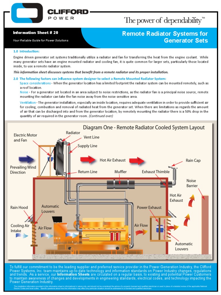 Remote Radiator Systems For Generator Sets | PDF | Radiator | Electric ...