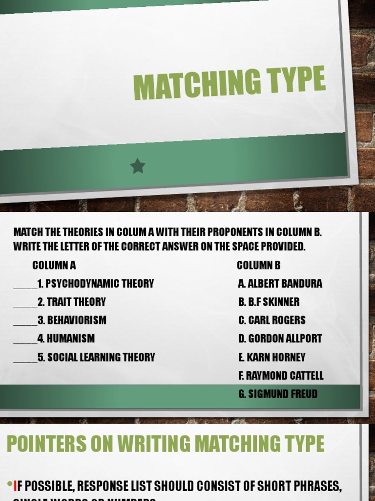 Matching Type | PDF | Behaviorism | Psychological Concepts