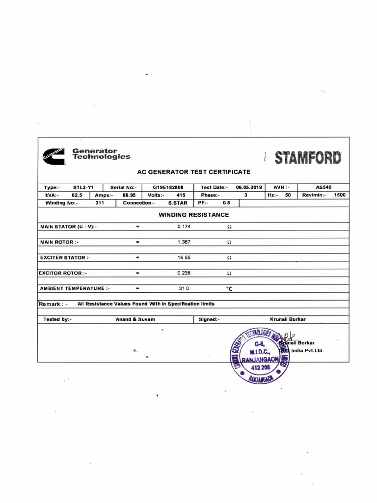 S1L2-Y1 G19E182808 62.5kVA | PDF