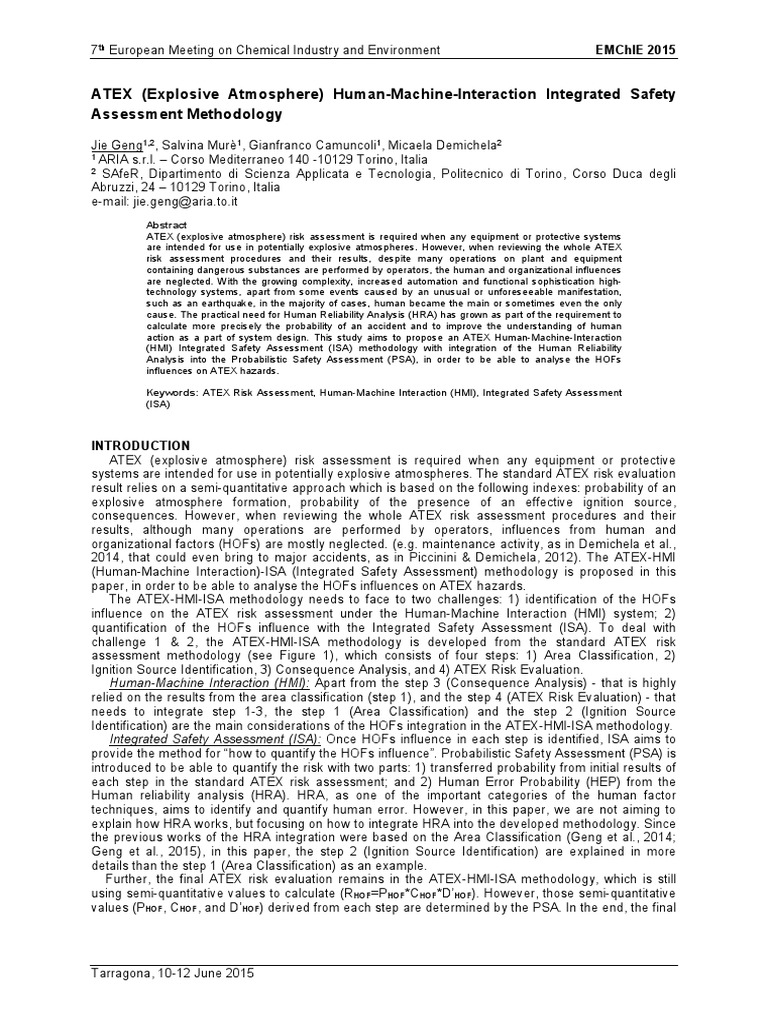 ATEX Explosive Atmosphere Human-Machine | Download Free PDF | Risk ...