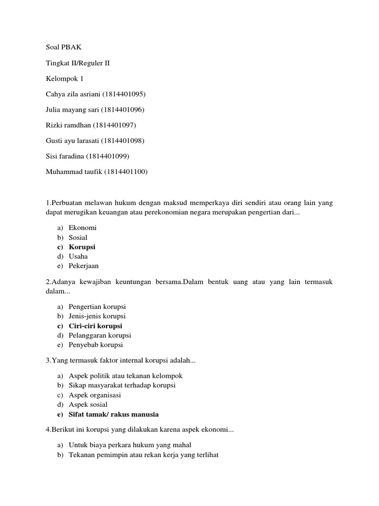 Soal Pbak | PDF