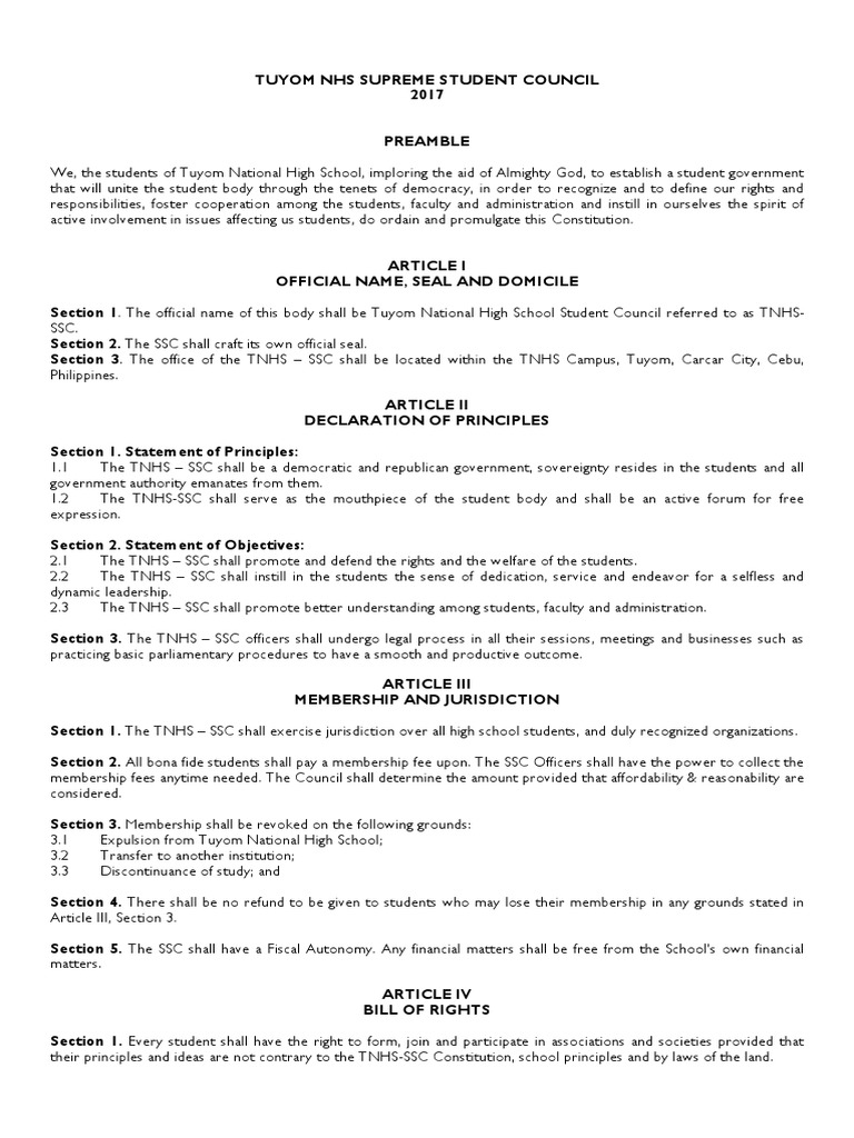 Tuyomnhs Student Council CBL | PDF | Ratification | Constitutional Amendment