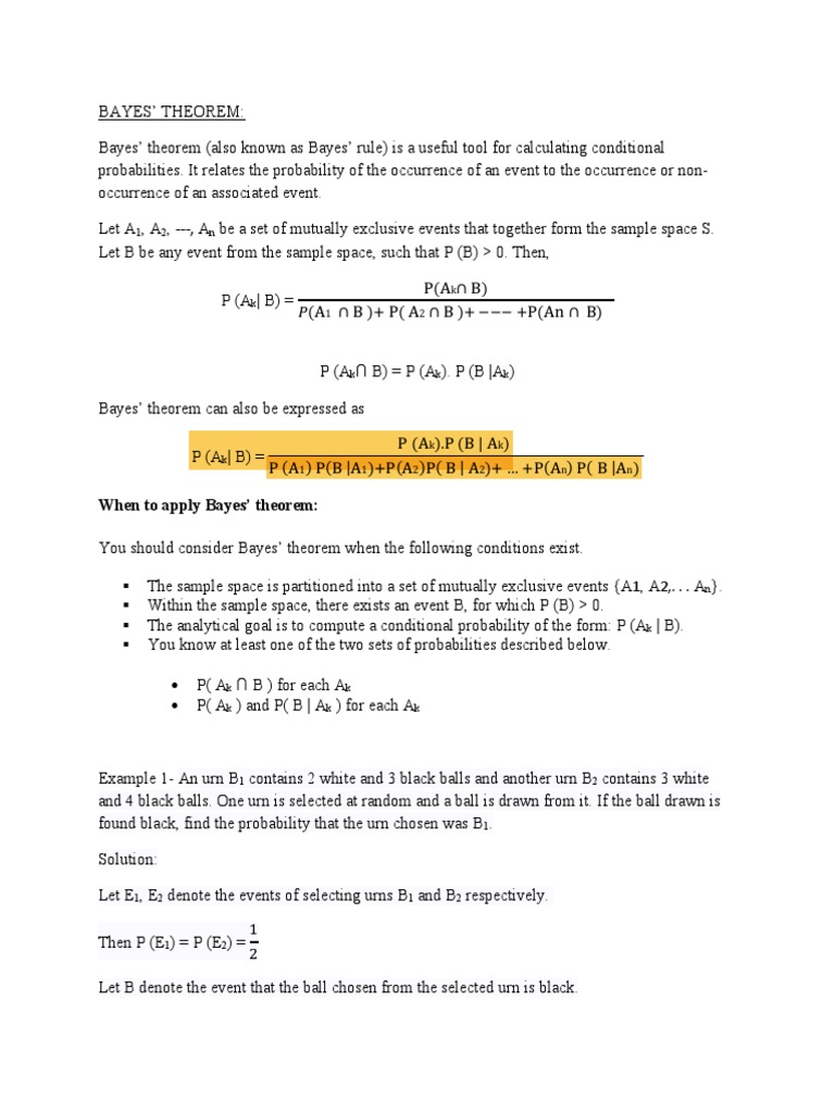 Bayes Theorem | PDF | Weather Forecasting | Probability